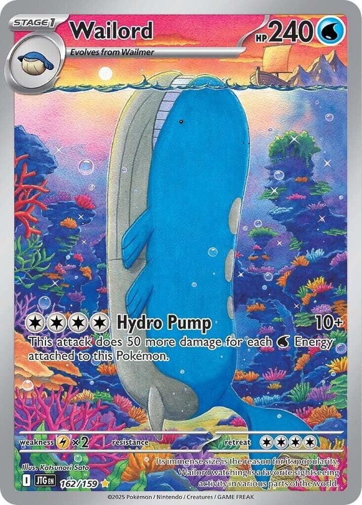 Wailord 162/159 - Illustration Rare - Journey Together (JTG) - Pokémon ...